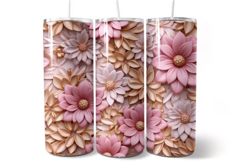 3d Pink Gold Flowers Skinny Wrap Graphic By Ladyandbuns · Creative Fabrica