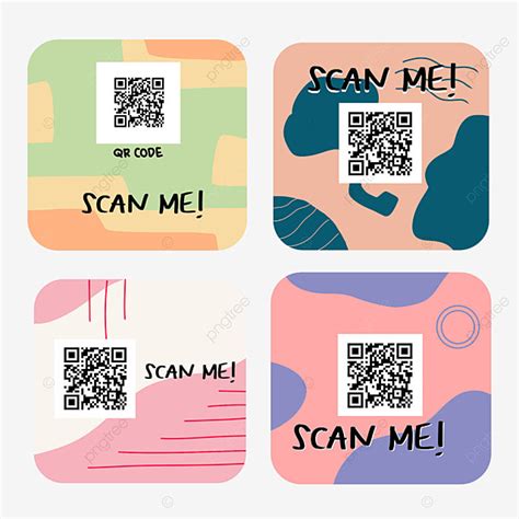 Qr Code Label PNG Picture Set Of Qr Code Label With Abstract Shapes Code Label Bar PNG Image