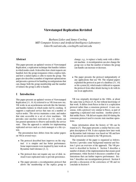 View Stamped Replication Pdf Replication Computing Computer Engineering