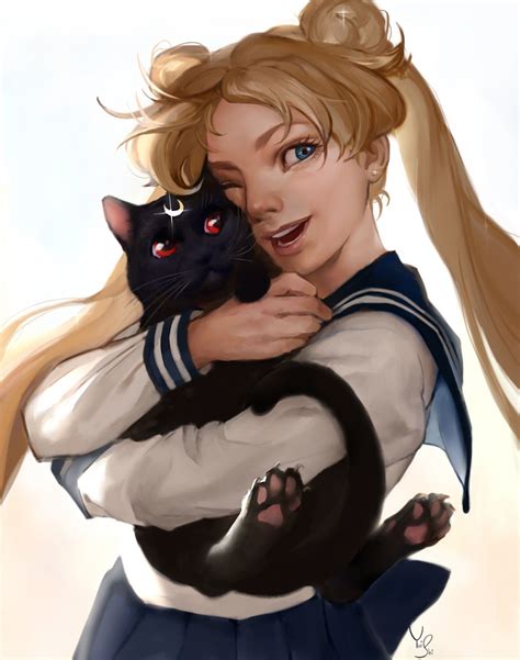 Tsukino Usagi And Luna Bishoujo Senshi Sailor Moon Drawn By Yuishi