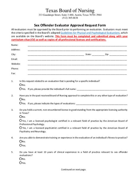 Fillable Online Sex Offender Evaluator Approval Request Form Fax Email Print Pdffiller