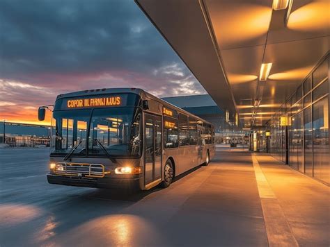 Airport Shuttle Parked At Modern Terminal Building Premium Ai