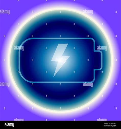 Blue Glowing Battery Icon Electric Power And Energy Ui Concept Wallpaper Stock Vector Image