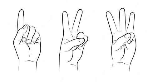 Premium Vector Set Of Gestures Of Hands Counting From One To Three