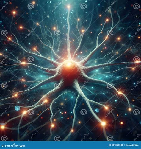 One Neuron And Synapse Like Stuctures Depicting Brain Chemistry Stock Image