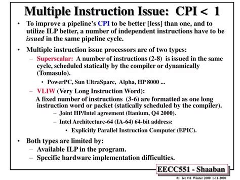 Ppt Multiple Instruction Issue Cpi