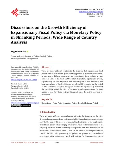 Pdf Discussions On The Growth Efficiency Of Expansionary Fiscal