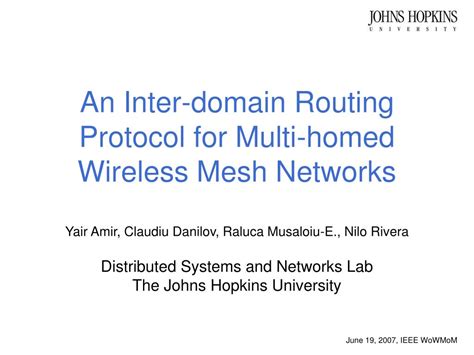 Ppt An Inter Domain Routing Protocol For Multi Homed Wireless Mesh Networks Powerpoint
