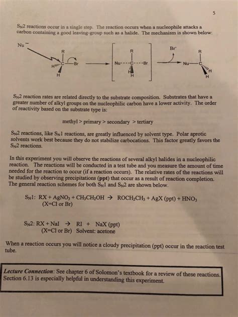 Solved Experiment 5 Sn1 Sn2 Reactivity Of Alkyl Halides