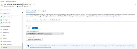 Azure Automation アカウントのシステム割り当てマネージド Id を使用する Microsoft Learn