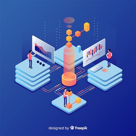 Free Vector Isometric Concept Of People Working With Technology