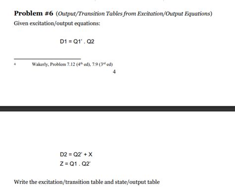 solved problem 6 output transition tables from