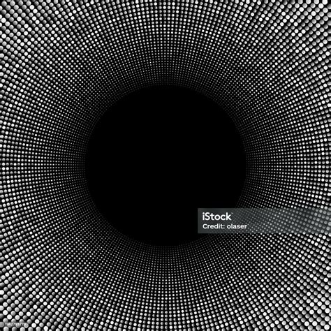 Grayscale Radial Sized Gradient Of Circular Dots Stock Illustration