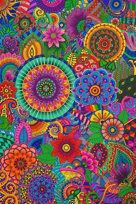 Colorful Mandala Artwork With Flowers Colourful Flower Mandala Art