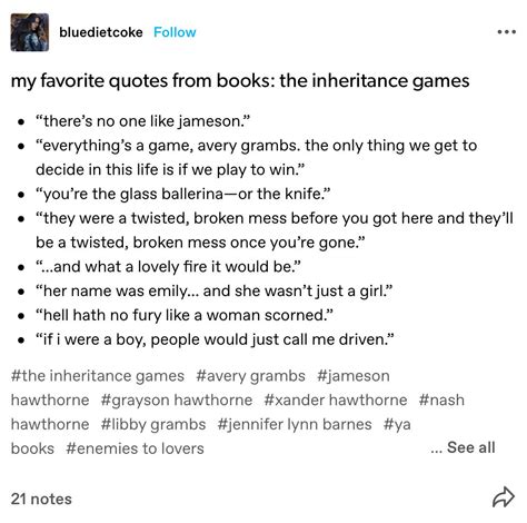Inheritance Games Quotes 🔥 Game Quotes Inheritance Book Memes