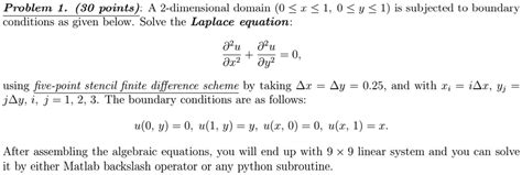 Solved Using Finite Difference Method For Laplace Equation To Solve 2