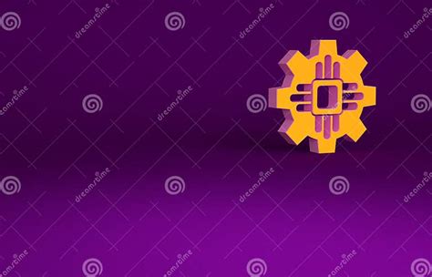 Orange Processor Icon Isolated On Purple Background Cpu Central Processing Unit Microchip