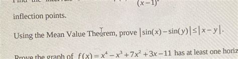 Solved Inflection Points Using The Mean Value Thedrem Prove Chegg Com