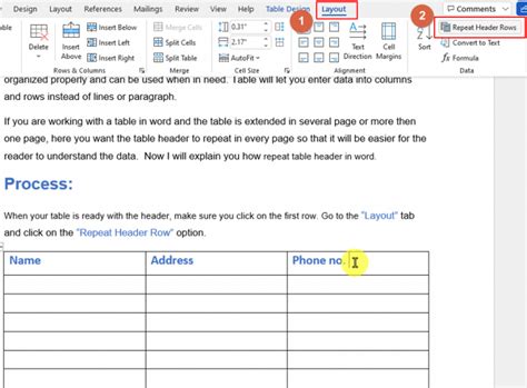 How To Make Header Row Repeat In Word Table