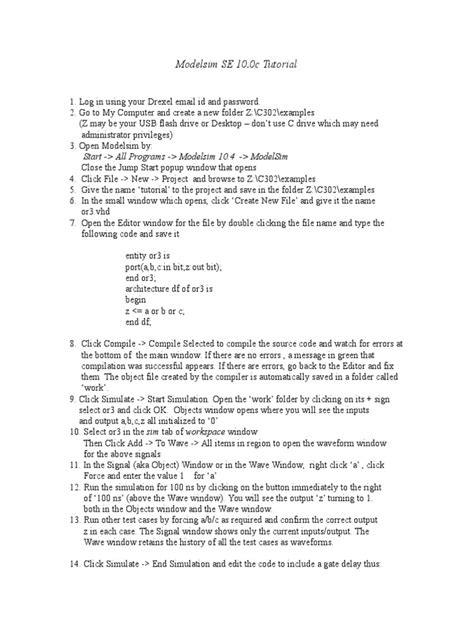 Modelsim Se 100c Tutorial Pdf