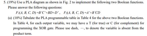 Solved 5 19 Use A Pla Diagram As Shown In Fig 2 To