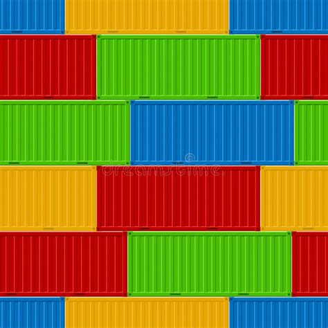 Realistic 3d Detailed Cargo Container Row Seamless Pattern Background Vector Stock Vector