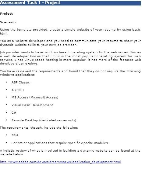 Solved Assessment Task 1 Project Project Scenario Using The Template Course Hero