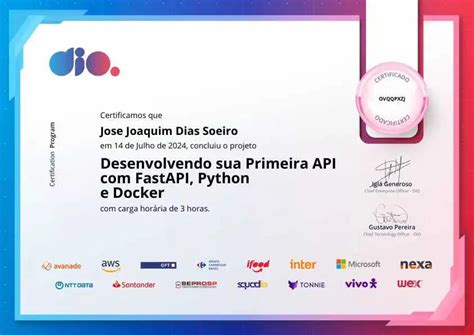 Gostaria De Compartilhar Que Recebi Uma Nova Certificação Desenvolvendo Sua Primeira Api Com