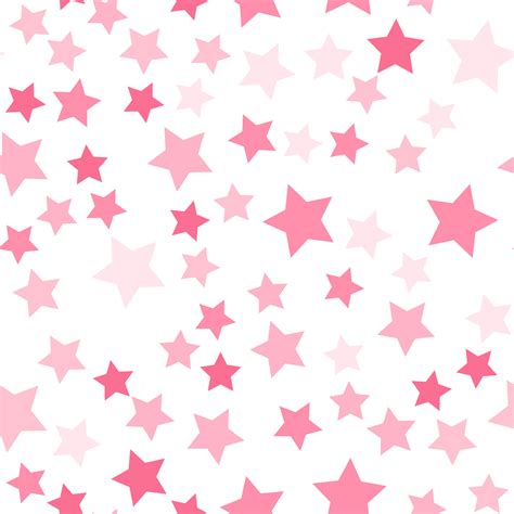 Seamless Repeating Pattern Of Big And Small Pink Stars On White Background For Fabric Textile
