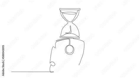 Self Drawing Animation Of Single Line Draw Robot With Hourglass Instead Of Head Future