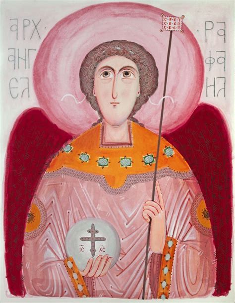 Архангел Рафаил темпера на папиру 61х46cm 2022