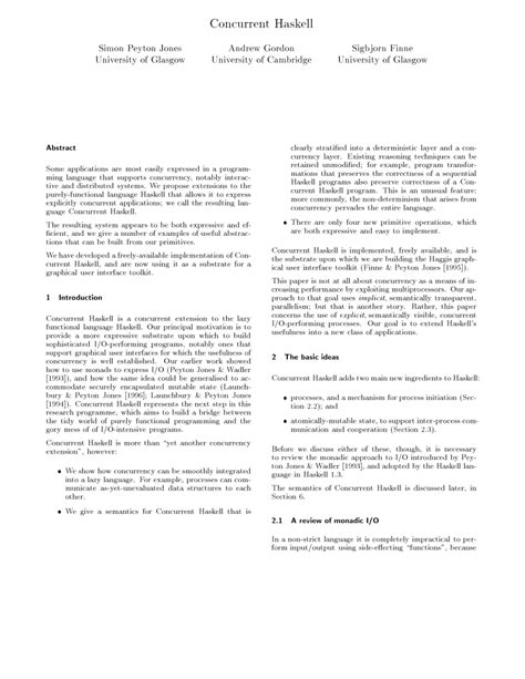 Pdf Concurrent Haskell