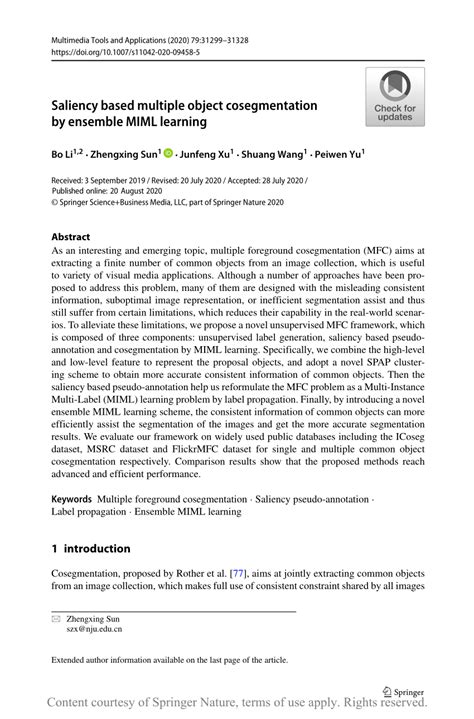 Saliency Based Multiple Object Cosegmentation By Ensemble Miml Learning Request Pdf