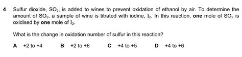 A Level Cie Chemistry 1 9 Oxidation Reduction And Redox Equations Sulfur Dioxide So₂ Is Added To