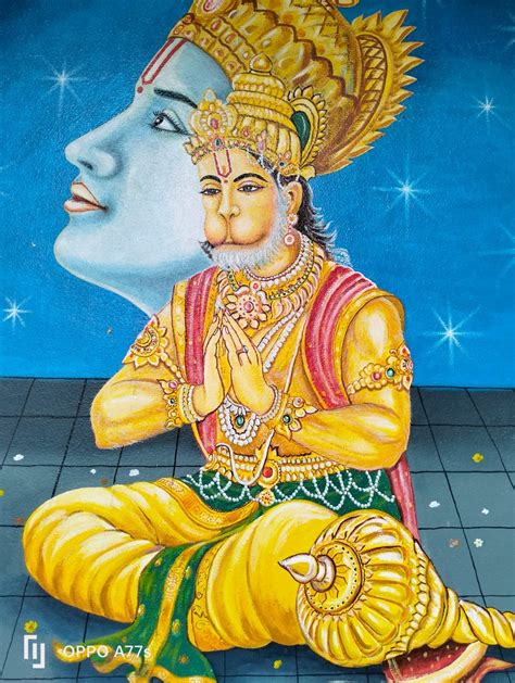 Divine Handmade Shree Ram Hanuman Ji Painting Expertly Crafted Wall