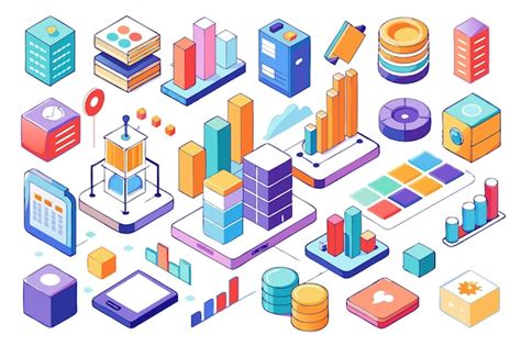 Isometric Illustration Of Data Analytics Business Intelligence Big Data Digital Marketing Cloud