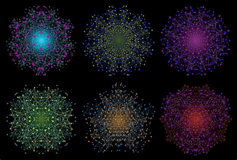 Premium Vector Vector Colorful Bright Lattice Shape Molecular Structure With Lines And Dots