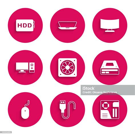 Set Computer Cooler Usb Cable Cord Motherboard Digital Chip Optical Disc Drive Mouse Monitor