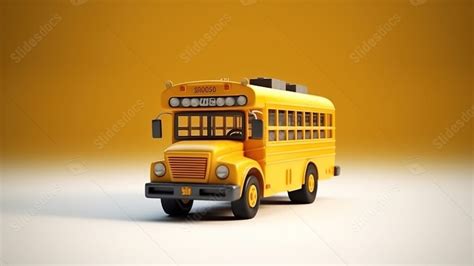 免費運送小學生到學校黃色校車的3d渲染ppt背景下載 Slidesdocs
