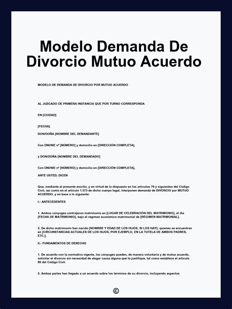 Modelo De Divorcio Por Mutuo Consentimiento Matrimonio Divorcioforma De Divorcio