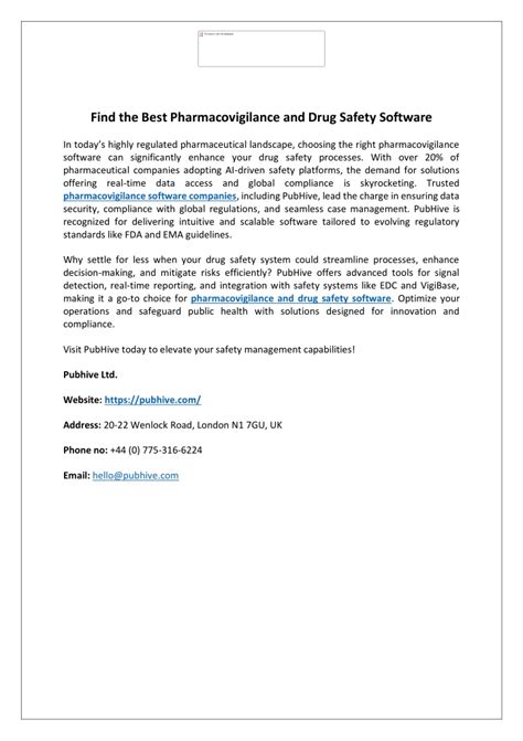 PPT Find The Best Pharmacovigilance And Drug Safety Software PowerPoint Presentation ID 13740036