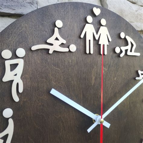 Original Wooden Wall Clock Romantic Figures Sexual Positions Wall Clock Kamasutra Poses Clock