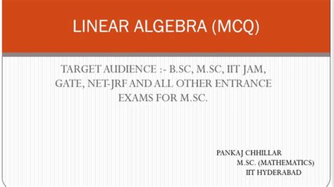 Csir Ugc Net Linear Algebra Mcq Part 9 Hindi Offered By Unacademy
