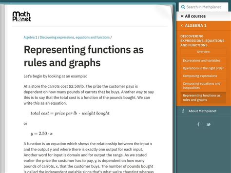 Math Planet Algebra 1 Representing Functions As Rules And Graphs Ebook For 9th 10th Grade