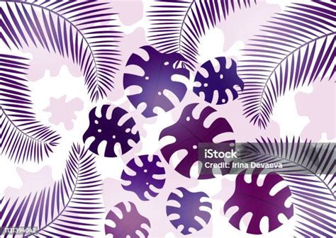 당신의 디자인에 대 한 괴물 잎과 야자수 가지와 밝은 열 대 배경 이국적인 스타일의 파티에 초대 합니다 벡터 그래픽 꽃 나무에