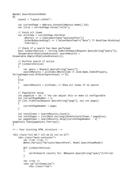 Updated Razor View With Search And Pagination Pdf Computer