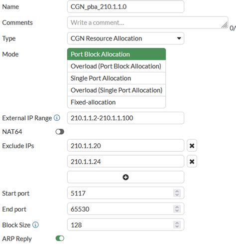 cgn resource allocation ip pools fortigate fortios 7 6 1 fortinet