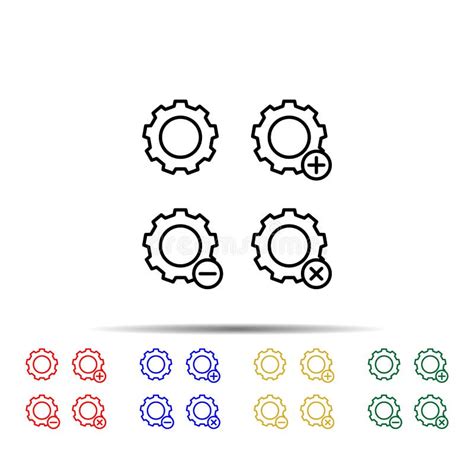 Gear Plus Remove Minus Sign Multi Color Style Icon Simple Thin Line