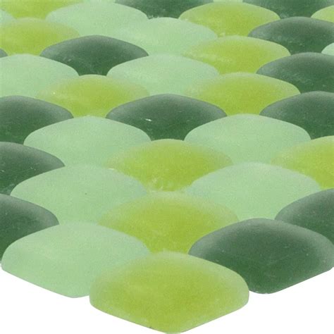 Glass Mosaic Tiles Ponterio Frosted Green Mix
