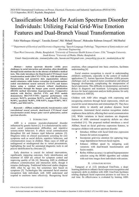 Pdf Classification Model For Autism Spectrum Disorder Individuals